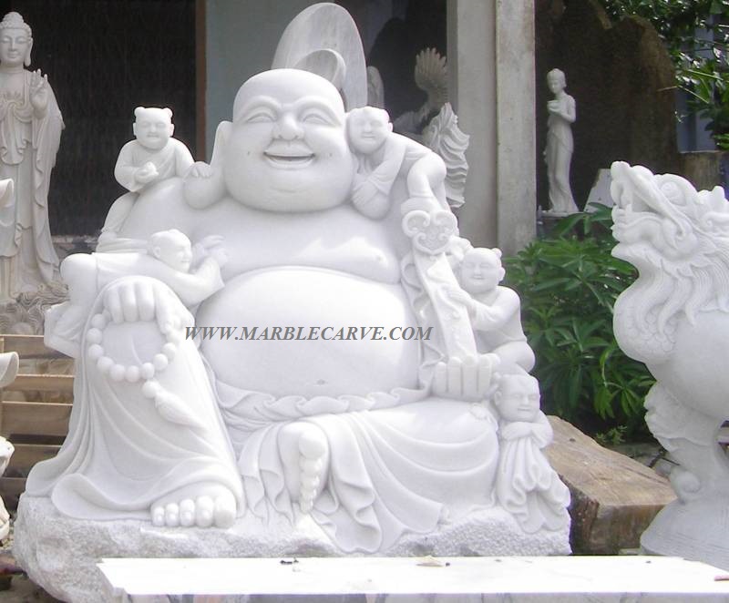 Happy Buddha Statue Marble Carving Marble Happy Buddha Sculpture PA0201351